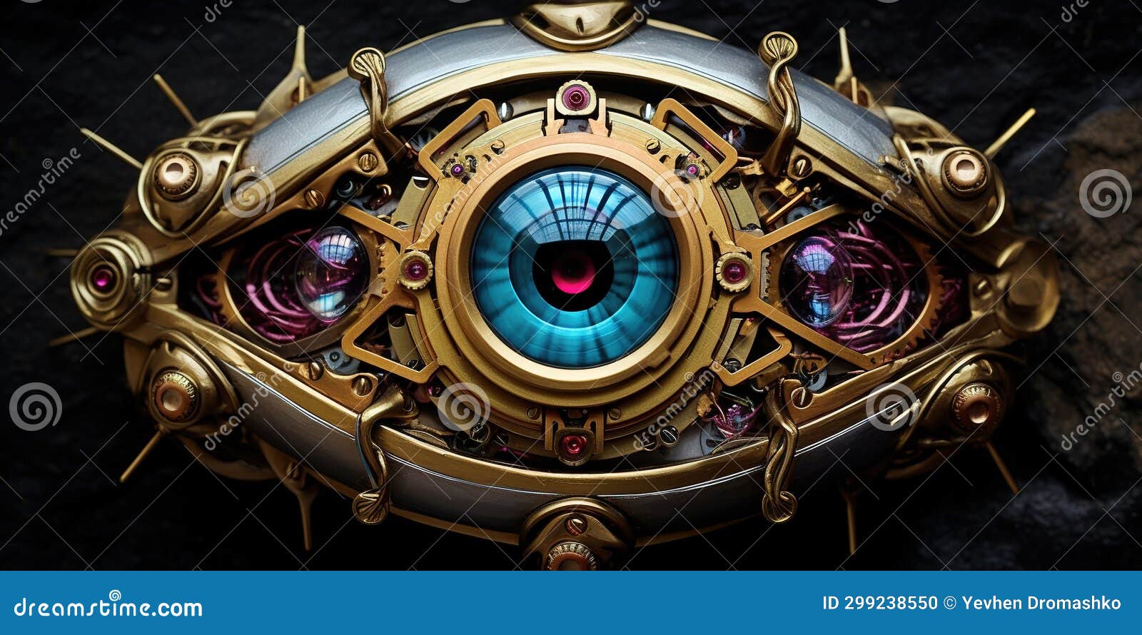 Generative AI, Bionic Steampunk Eye Closeup, Fictional Implant Stock ...