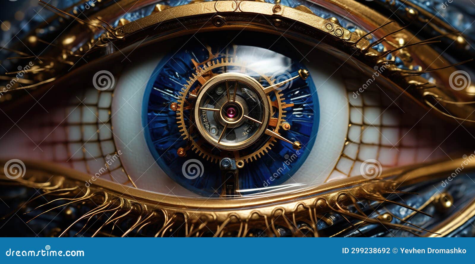 Generative AI, Bionic Steampunk Eye Closeup, Fictional Implant Stock ...