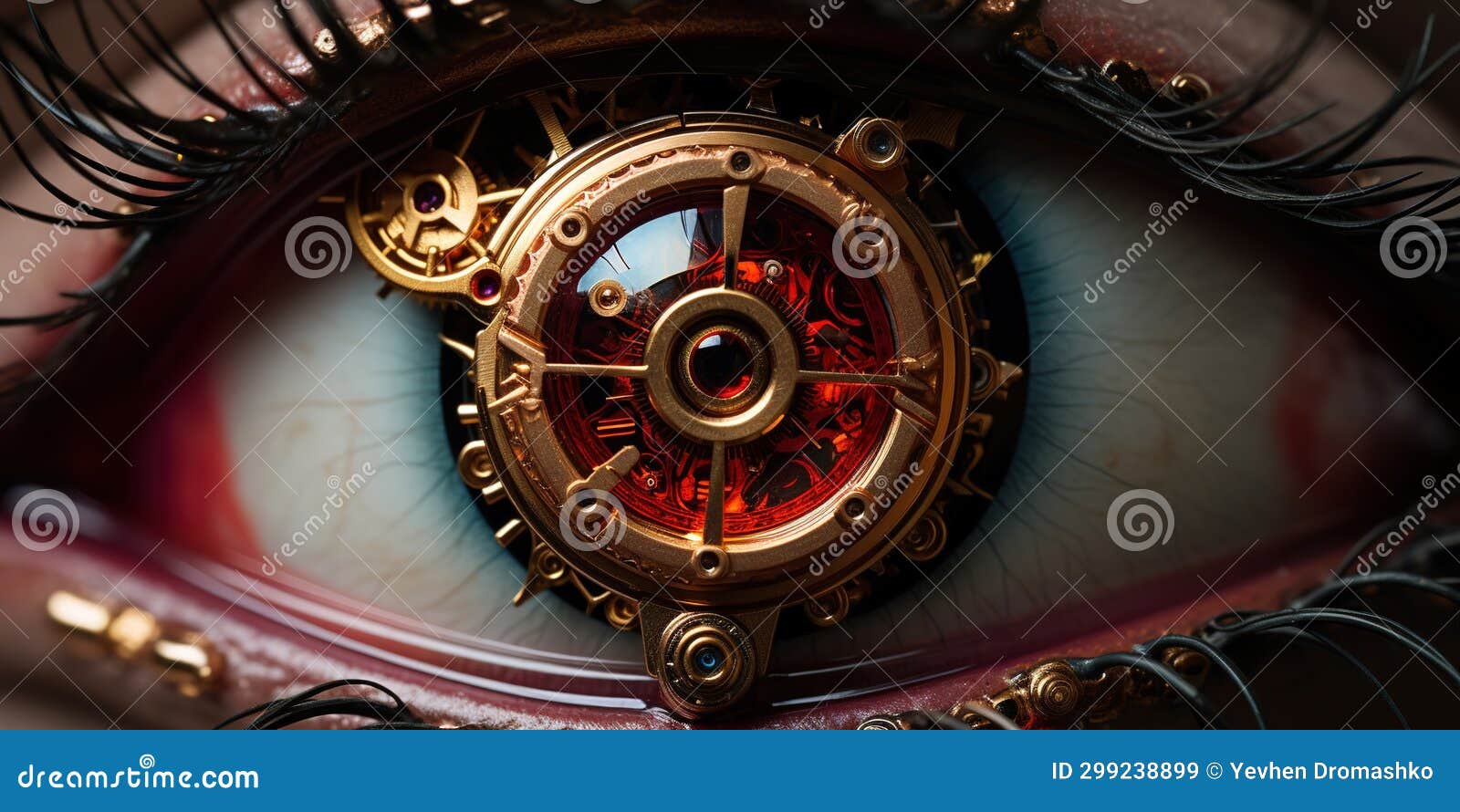 Generative AI, Bionic Steampunk Eye Closeup, Fictional Implant Stock ...