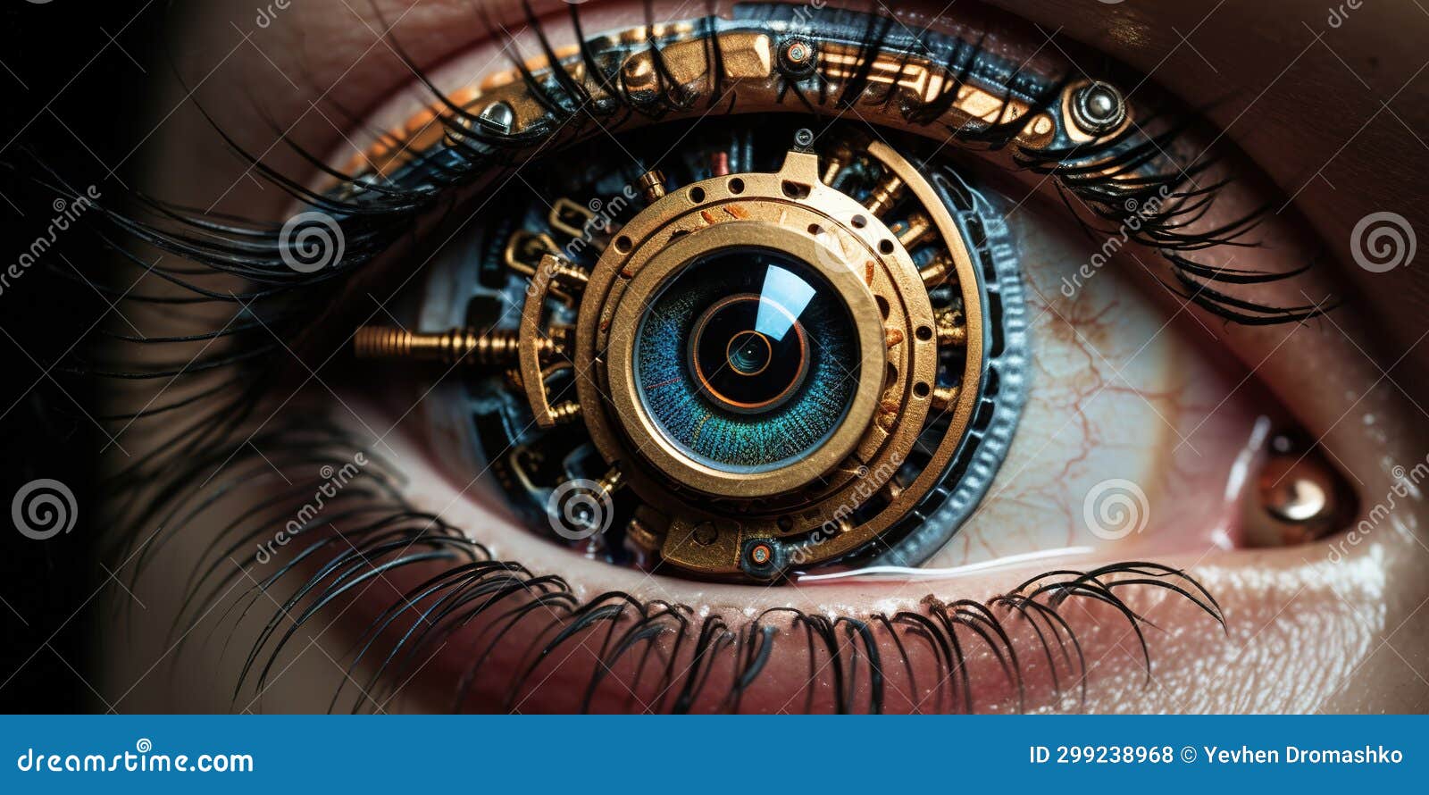 Generative AI, Bionic Steampunk Eye Closeup, Fictional Implant Stock ...