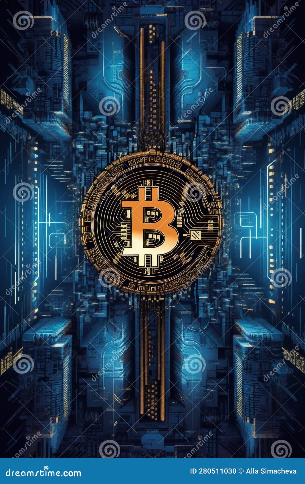 Generative Ai. Bitcoin Close Up Illustration Stock Illustration ...