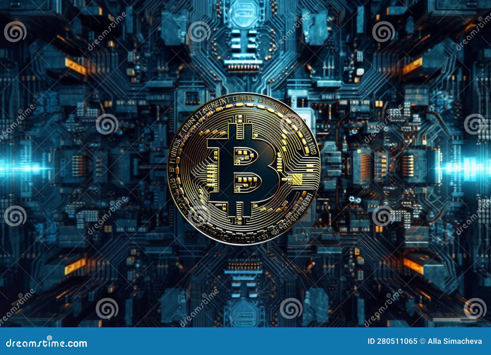 Generative Ai. Bitcoin Close Up Illustration Stock Illustration ...