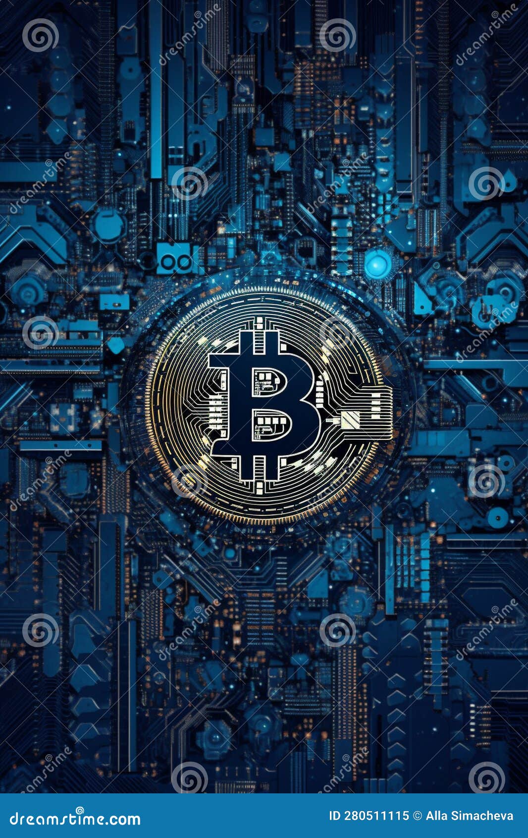 Generative Ai. Bitcoin Close Up Illustration Stock Illustration ...