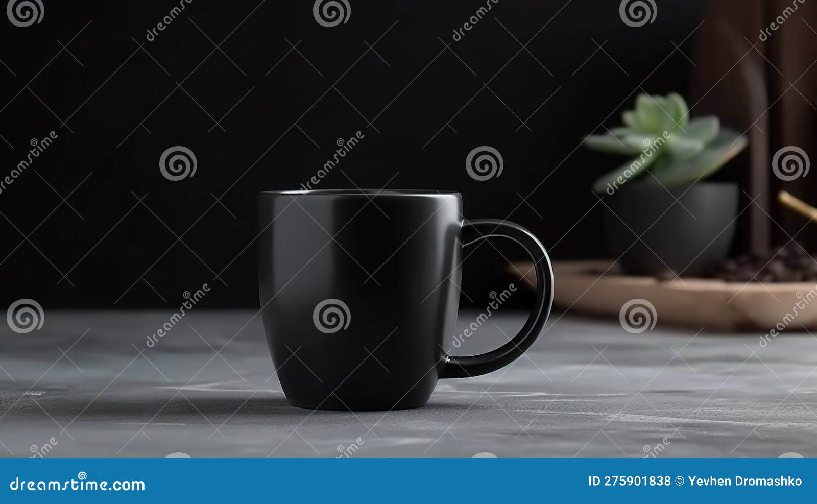 Generative AI, Black Ceramic Cup Set-up in at Home Interior, Mug Mock ...