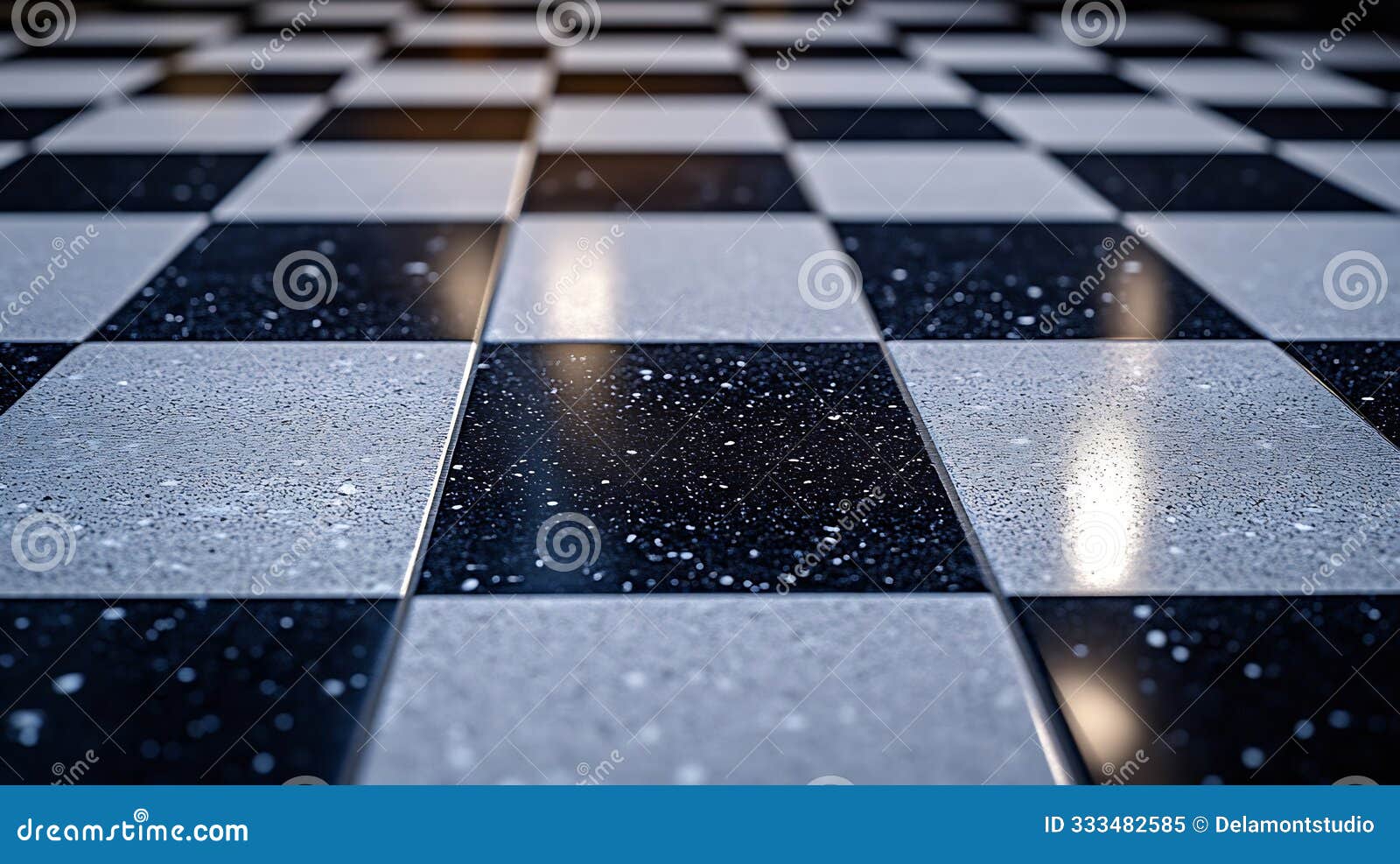 Generative AI Black and White Checkered Terrazzo Flooring Business ...
