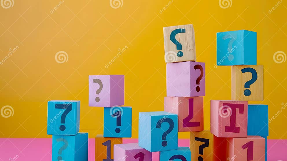 Generative AI Blocks with Question Marks and Copy Space Questions and ...