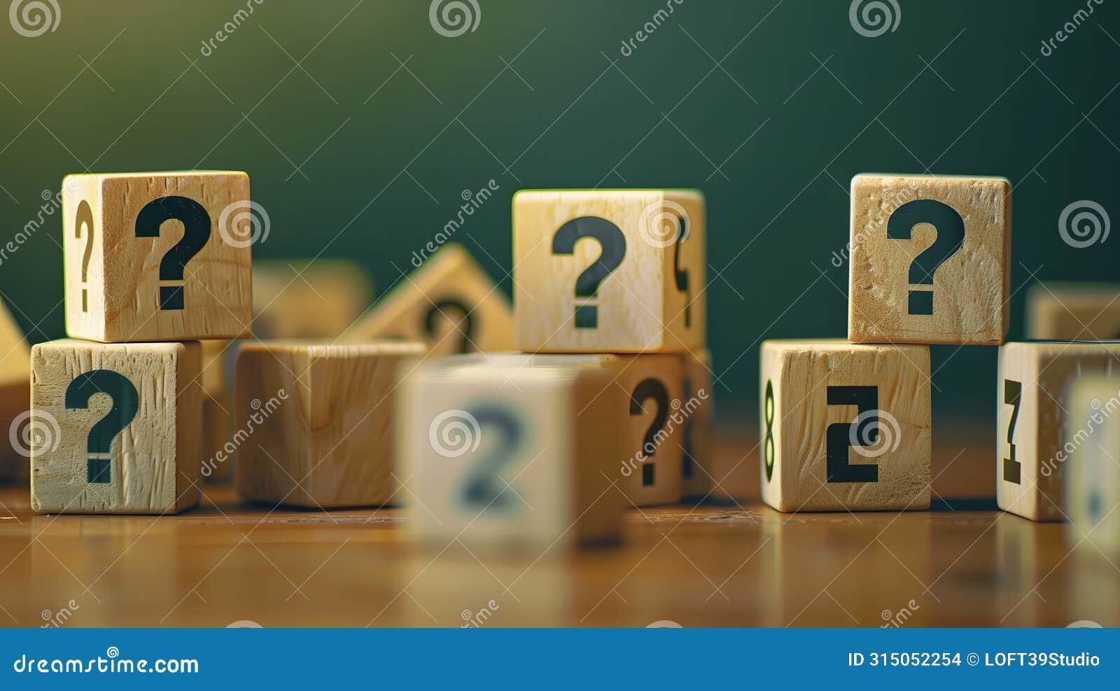 Generative AI Blocks with Question Marks and Copy Space Questions and Problem Solving Frequently ...