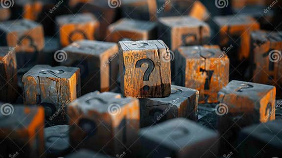 Generative AI Blocks with Question Marks and Copy Space Questions and Problem Solving Frequently ...