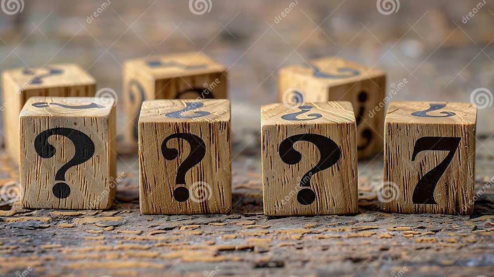 Generative AI Blocks with Question Marks and Copy Space Questions and Problem Solving Frequently ...
