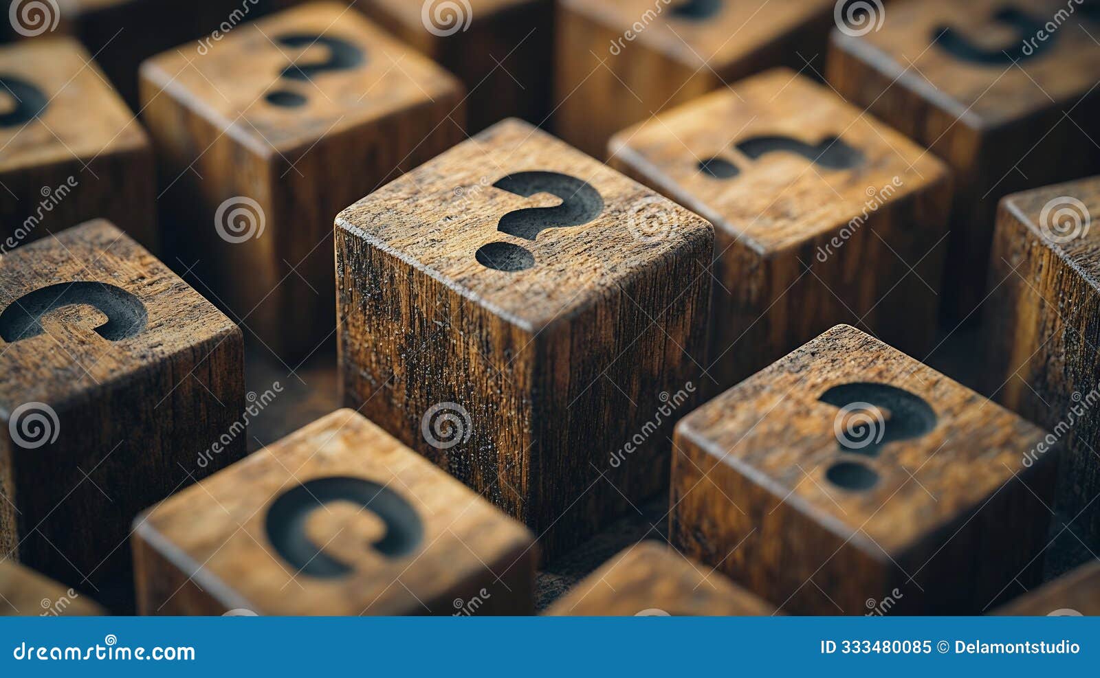 Generative AI Blocks with Question Marks and Copy Space Questions and Problem Solving Frequently ...