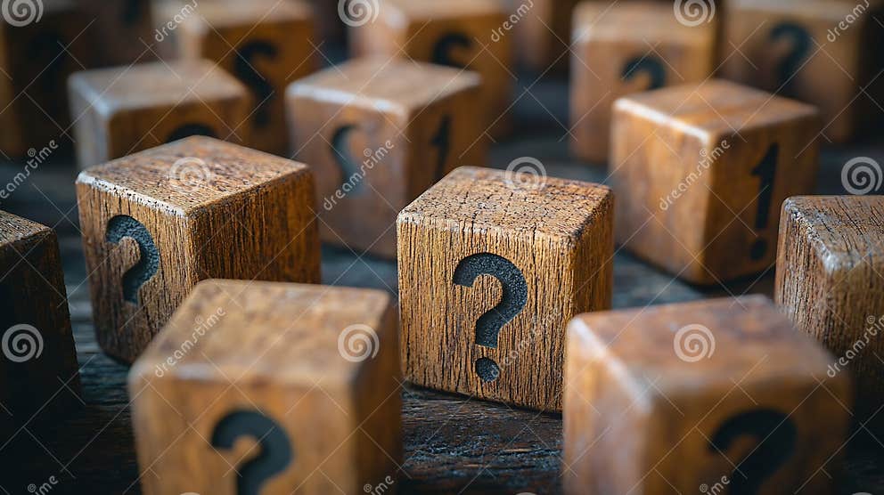 Generative AI Blocks with Question Marks and Copy Space Questions and Problem Solving Frequently ...