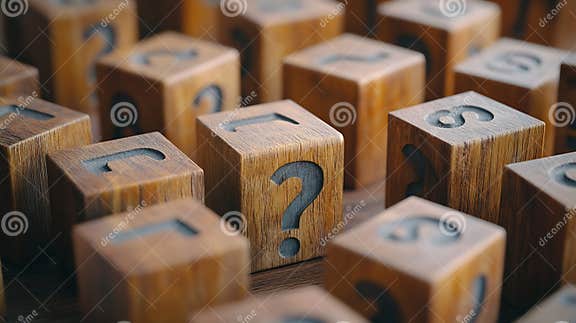 Generative AI Blocks with Question Marks and Copy Space Questions and Problem Solving Frequently ...