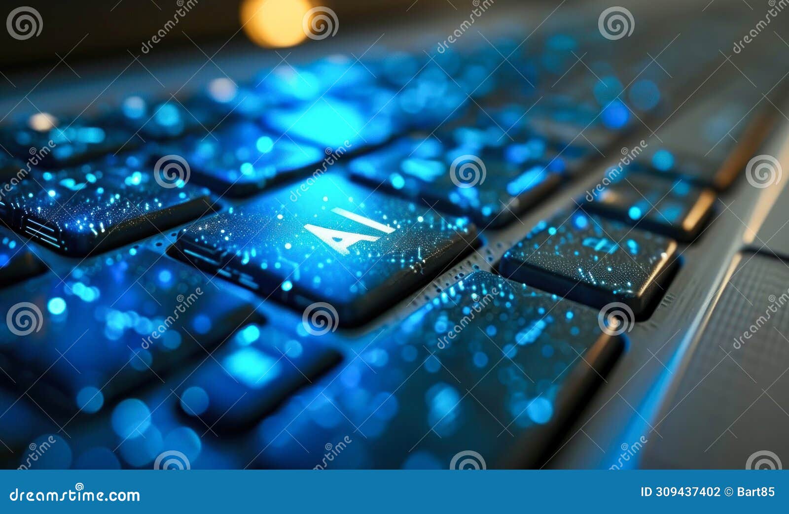 Blue AI Button on a Keyboard Symbolizing Artificial Intelligence ...