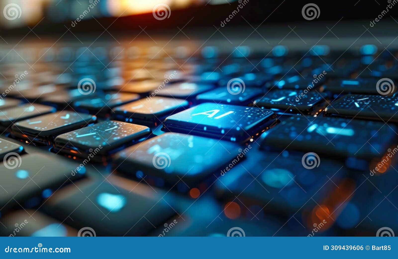 Blue AI Button on a Keyboard Symbolizing Artificial Intelligence ...