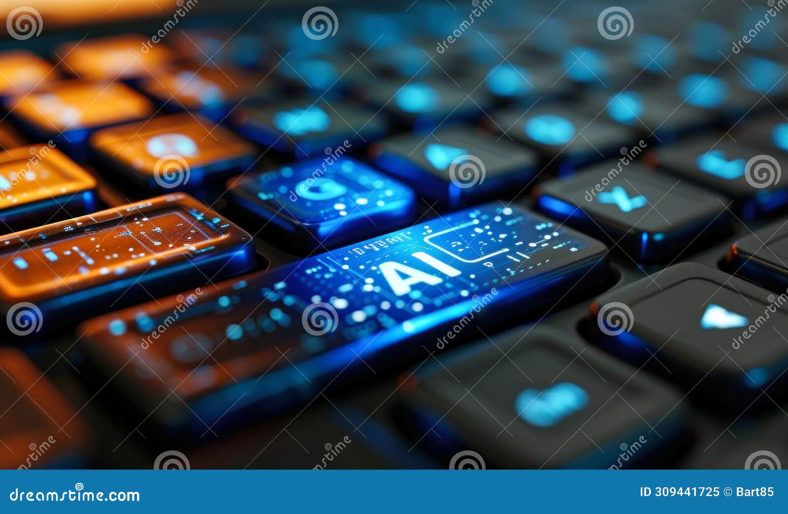 Blue AI Button on a Keyboard Symbolizing Artificial Intelligence ...
