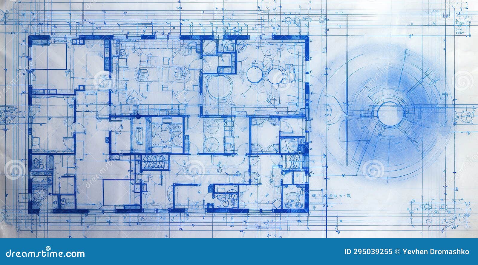 Generative AI, Blue Print Floor Plan, Architectural Background Stock ...