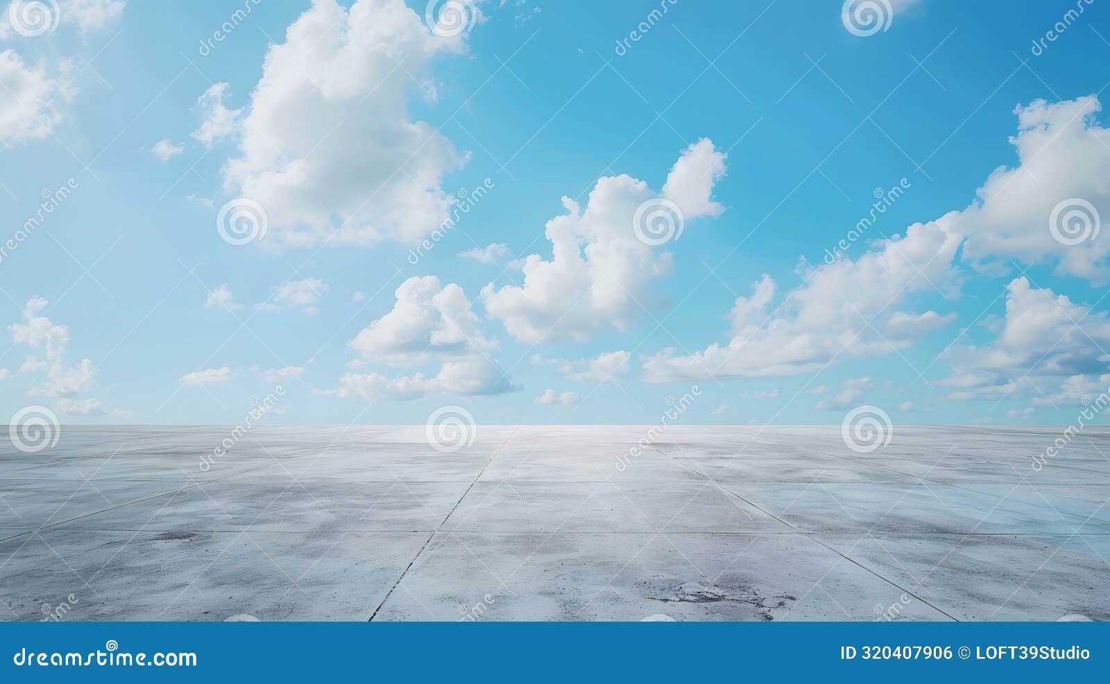 Generative AI Blue Sky Background Cloud Horizon with Empty Concrete ...