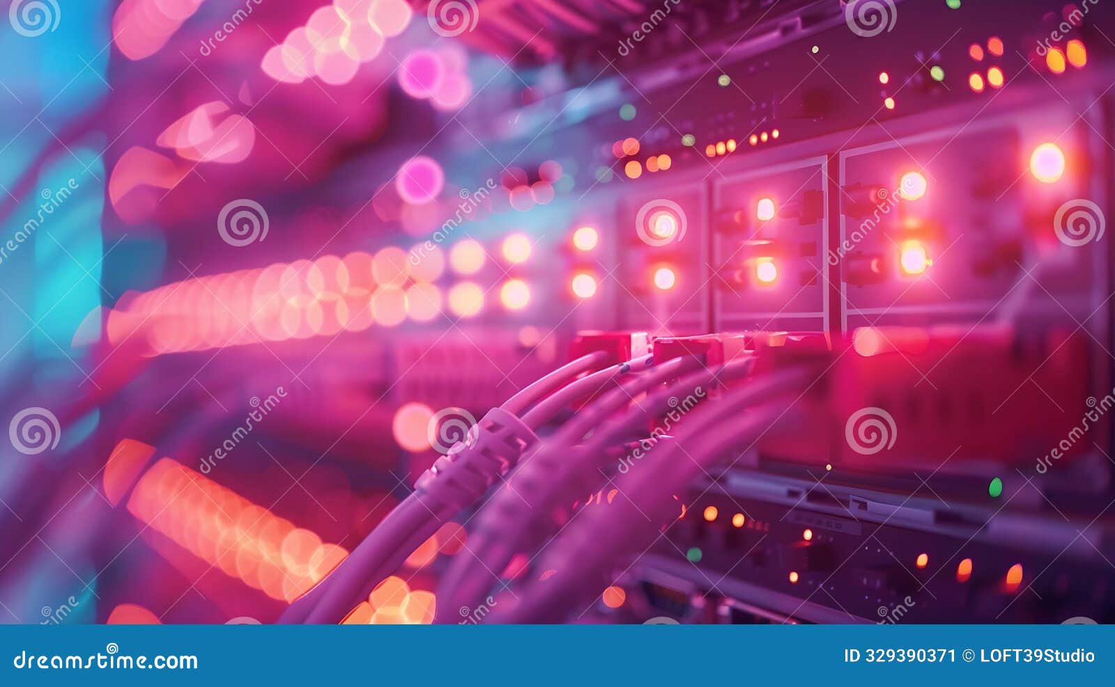 Generative AI Blur Technology Data Center Room Defocus Fiber Optic ...