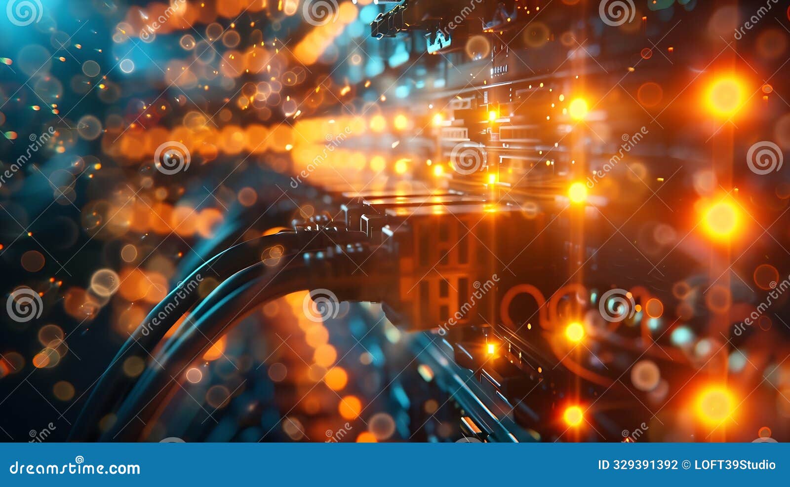 Generative AI Blur Technology Data Center Room Defocus Fiber Optic ...