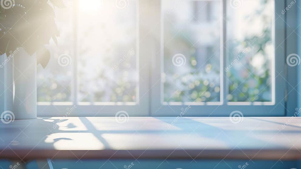 Generative AI Blurred Window Background with Table Business Concept ...