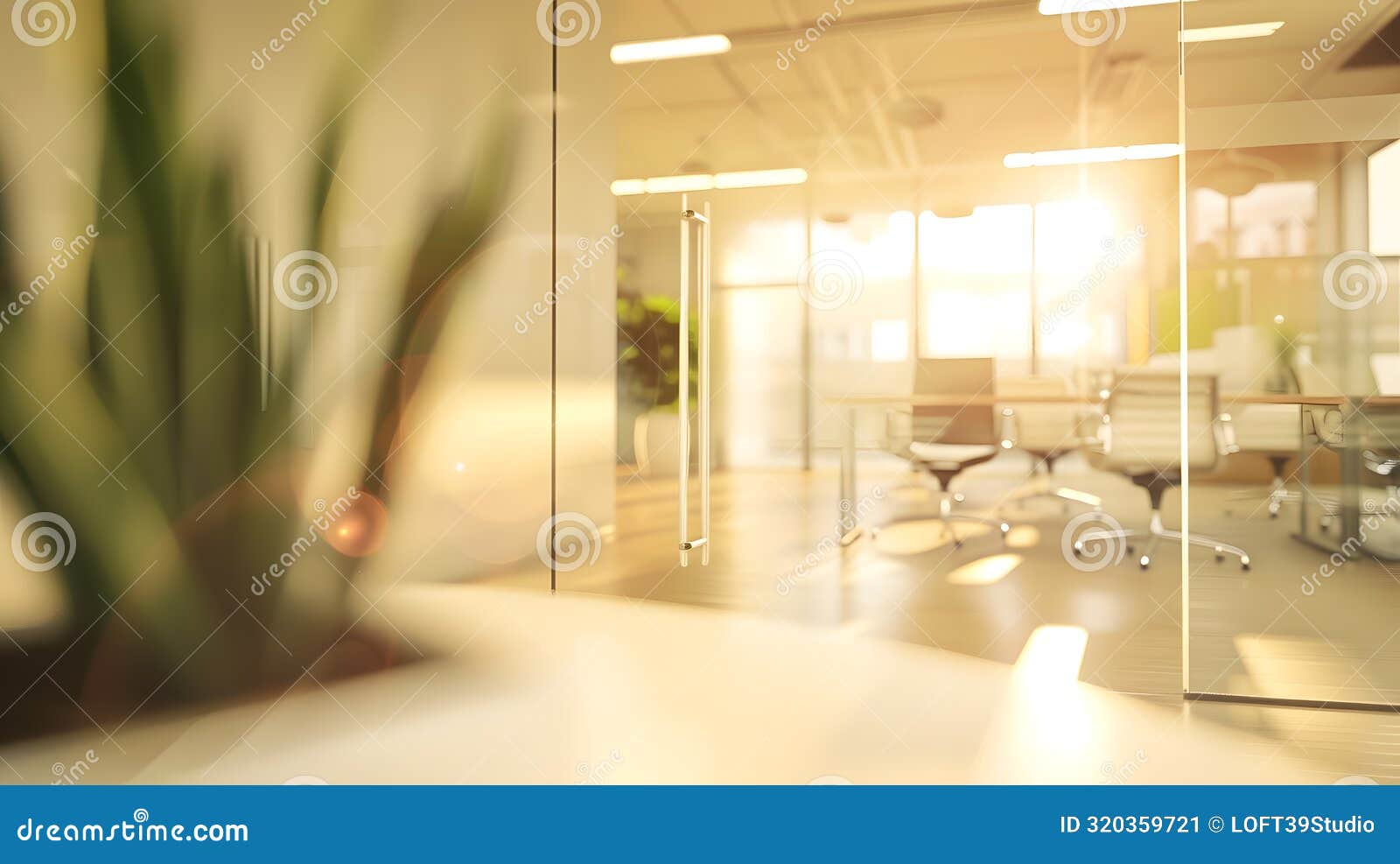 Generative AI Blurring the Background in a Modern Office Interior ...