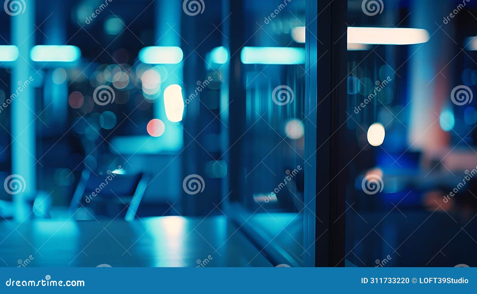Generative AI Blurring the Background in a Modern Office Interior Night ...