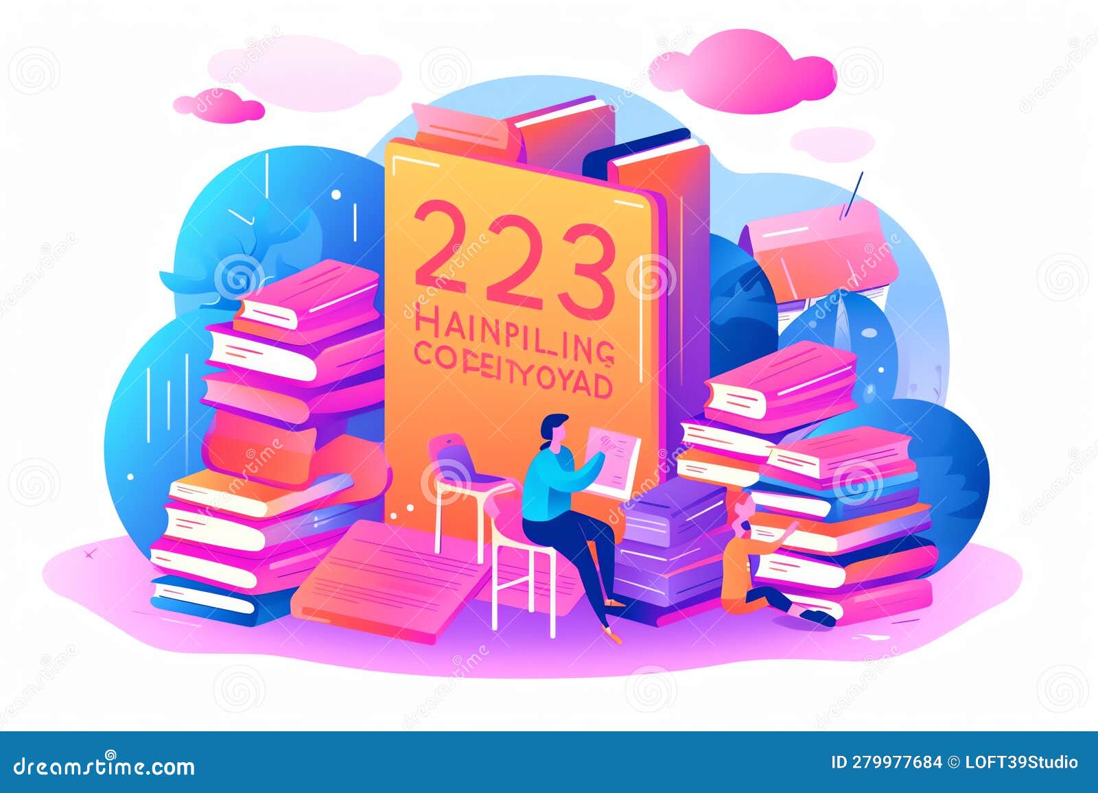 Generative AI Books Digitization Concept- Stock Illustration ...
