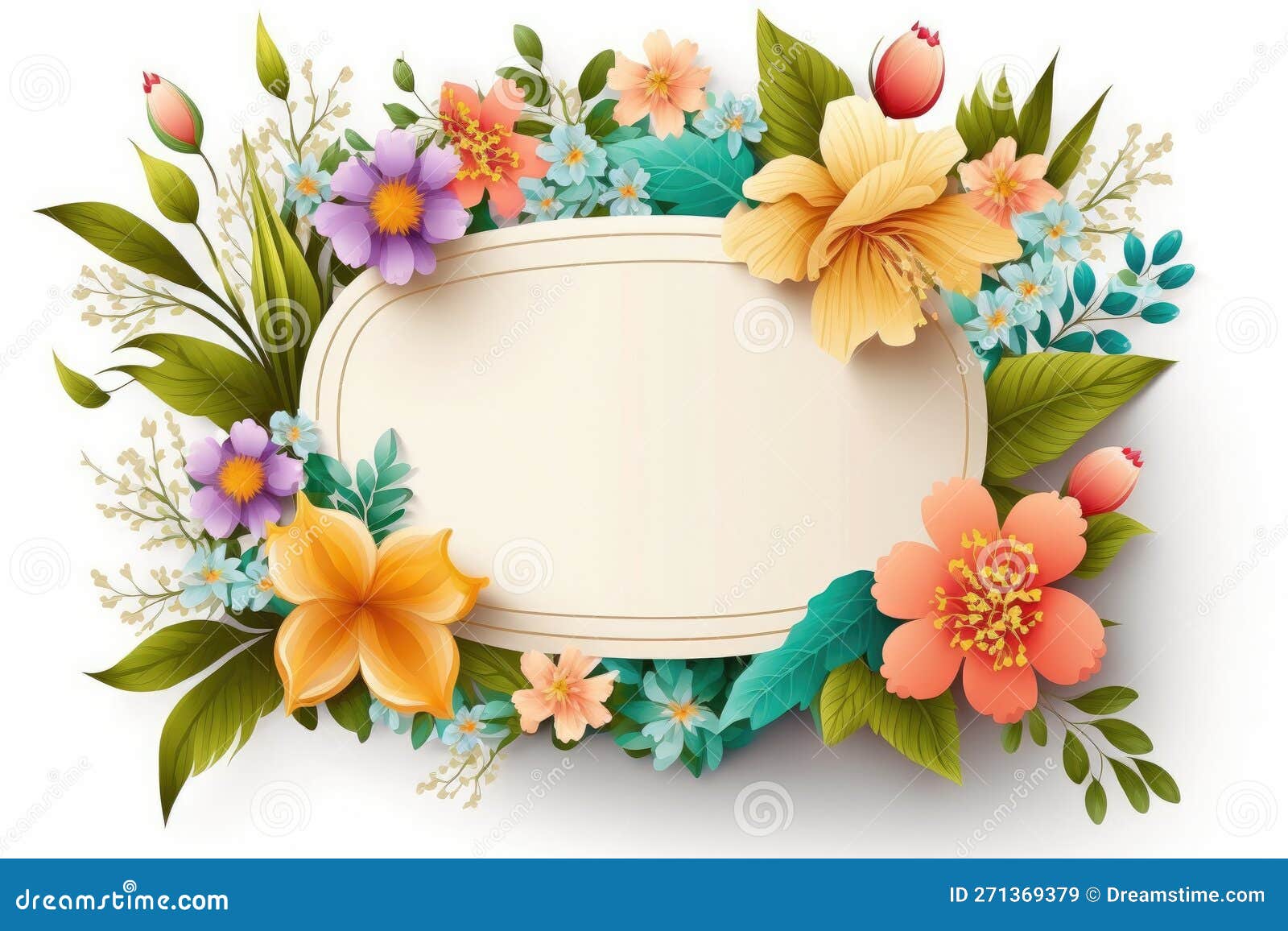 Generative AI Border Frame with Floral Pattern Stock Illustration ...