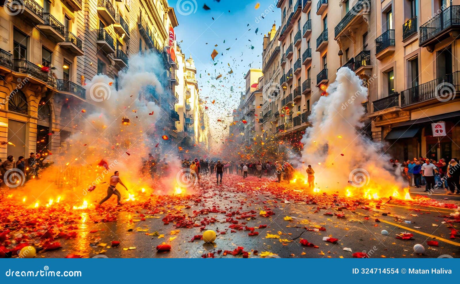 Firecrackers Exploding in the Street for the Fallas Celebration in ...