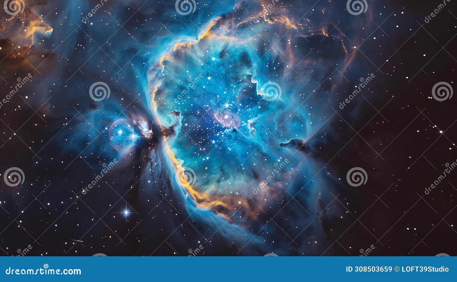 Generative AI Bright Blue Space Nebula Elements of this Image High ...