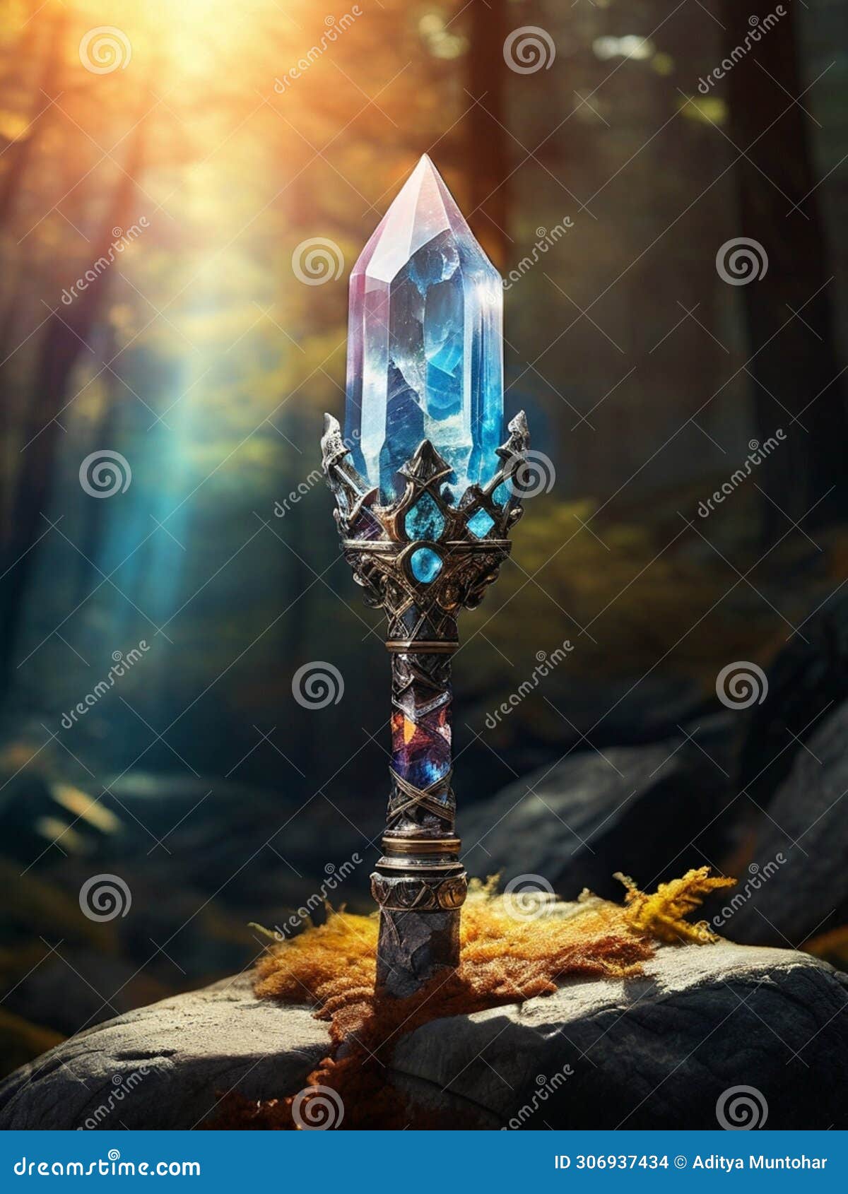 Generative Ai, the Bright Sparkling Diamond Scepter Stands in the ...