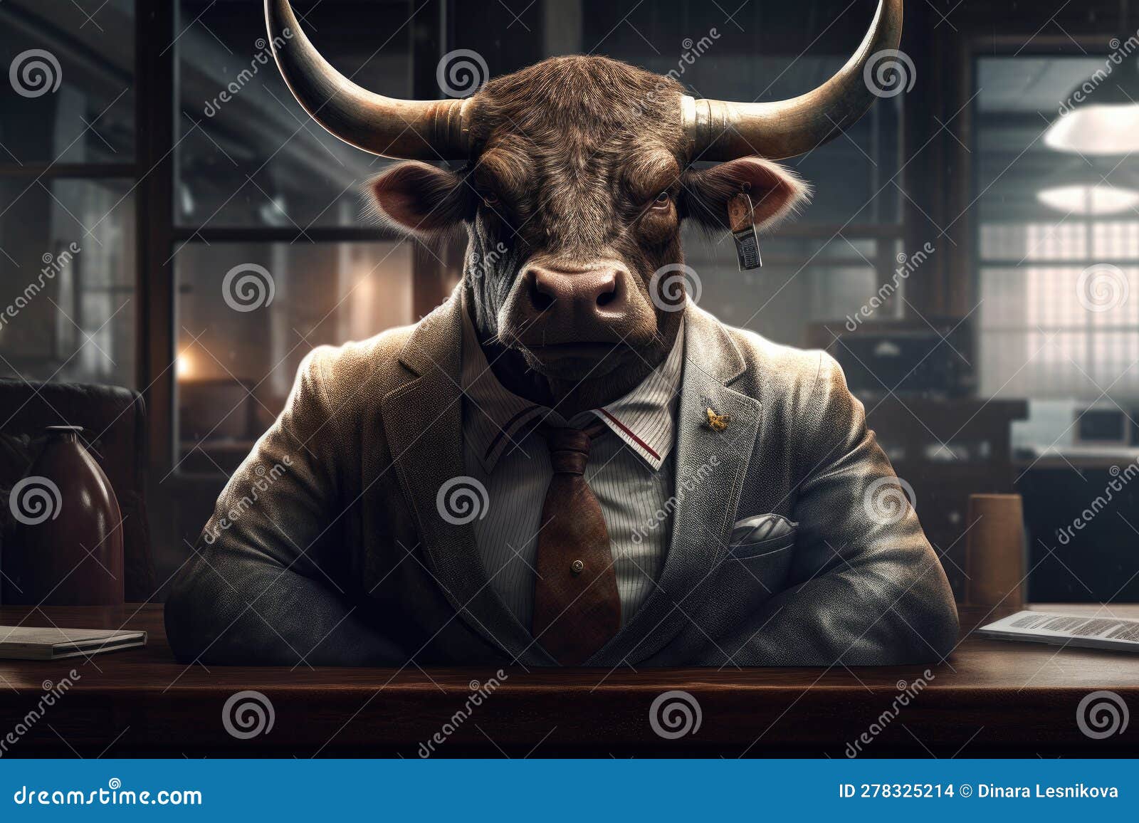 Generative AI, Bull in a Business Suit Stock Illustration ...
