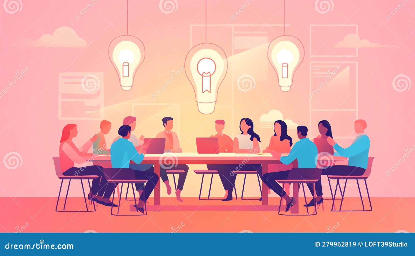 Generative AI Business Characters Focus Group- Stock Illustration ...