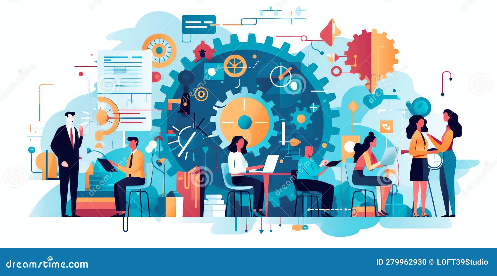 Generative AI Business Teamwork Concept- Stock Illustration ...