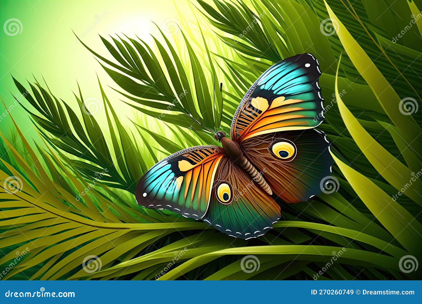 Butterfly on a Flower . Multi Colored Butterfly Stock Illustration ...