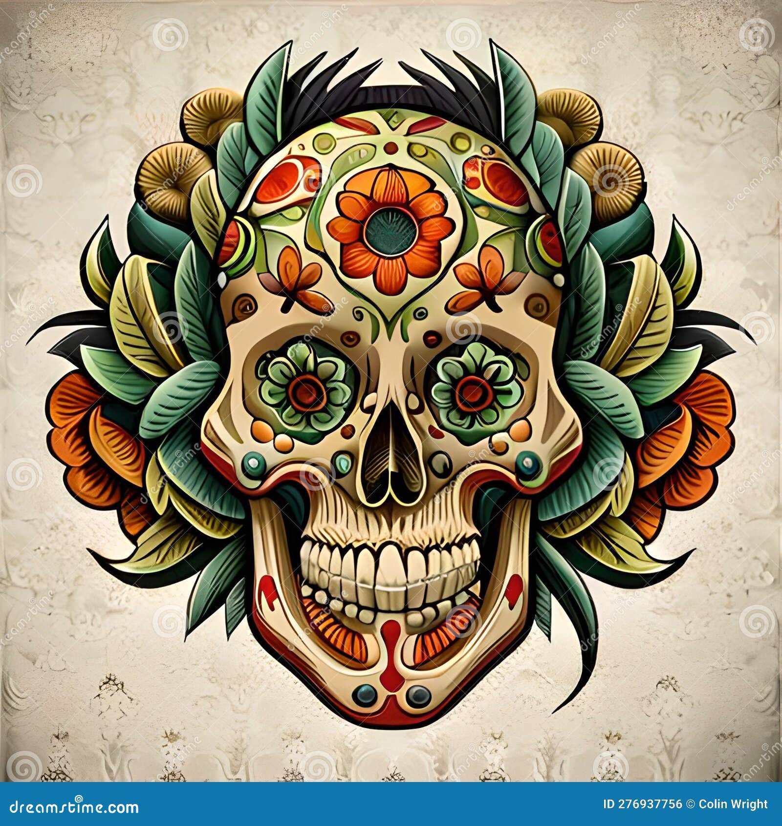 Generative-AI Calaveras Artwork Multi-Colored Royalty-Free Stock Image ...
