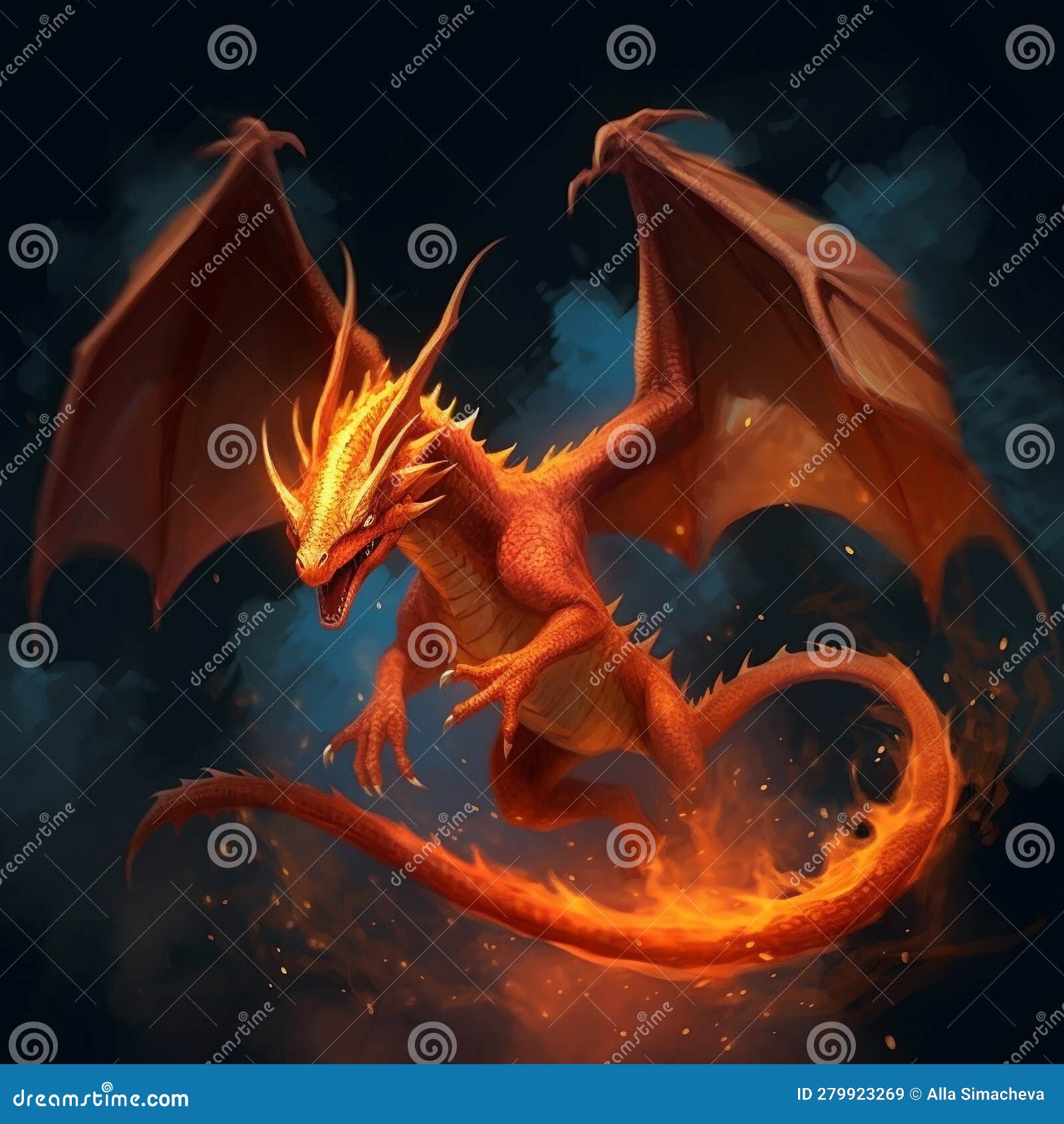 Generative Ai. Charizard Pokemon Illustration Stock Illustration ...