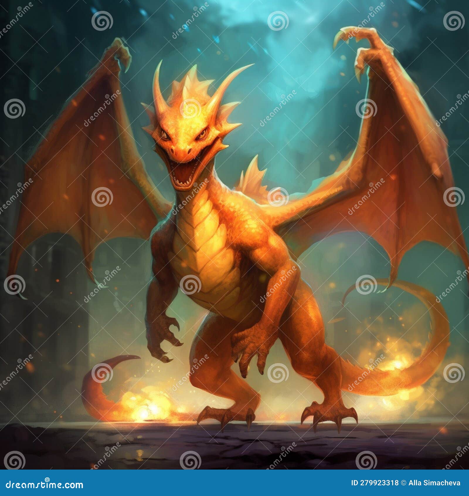 Generative Ai. Charizard Pokemon Illustration Royalty-Free Cartoon ...