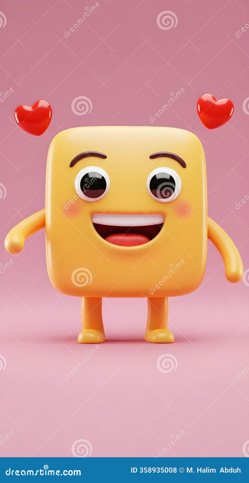 Generative AI Charming Square Emoji Character with Hearts Stock ...