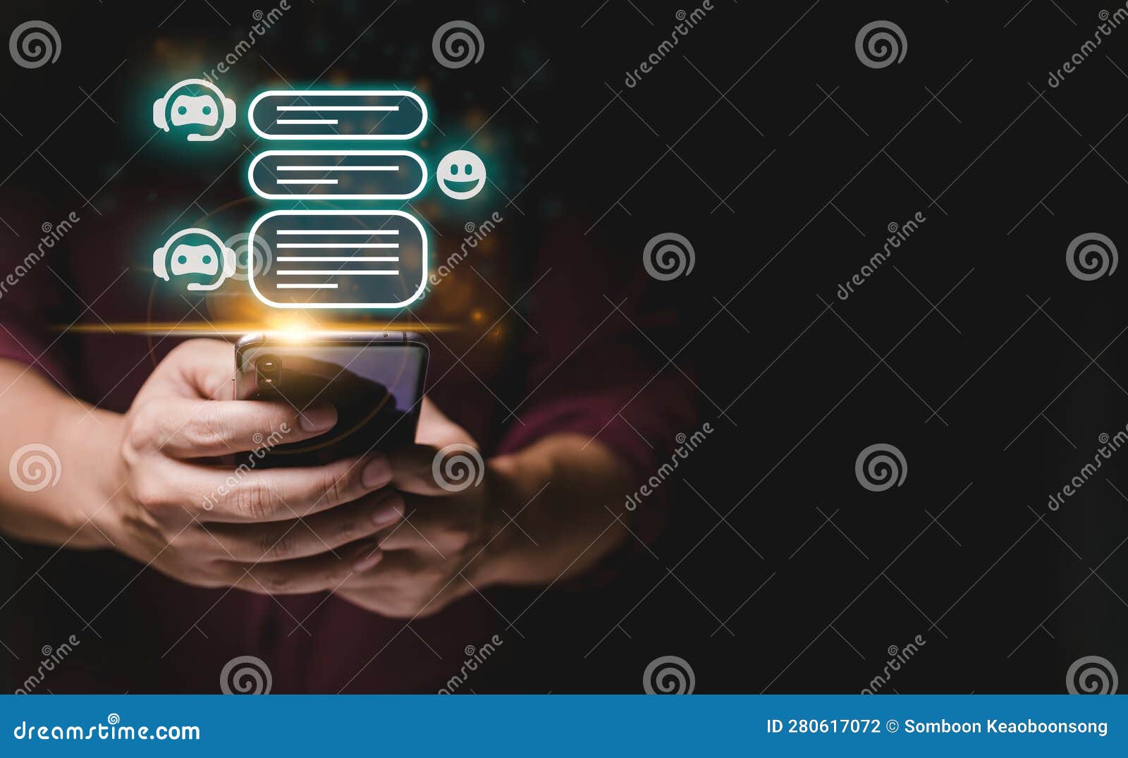 Generative Ai Chatbot Concept, a Person Holding a Smartphone with a ...