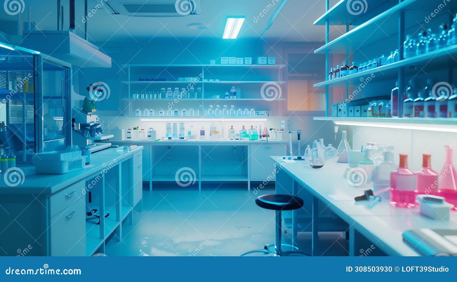 Generative AI Chemist Laboratory with Nobody in it Modernly Equipped ...