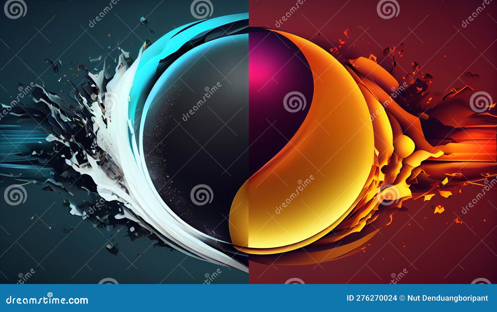 Generative AI, Chroma Clash: Bold Abstract Background with Vibrant Dual ...