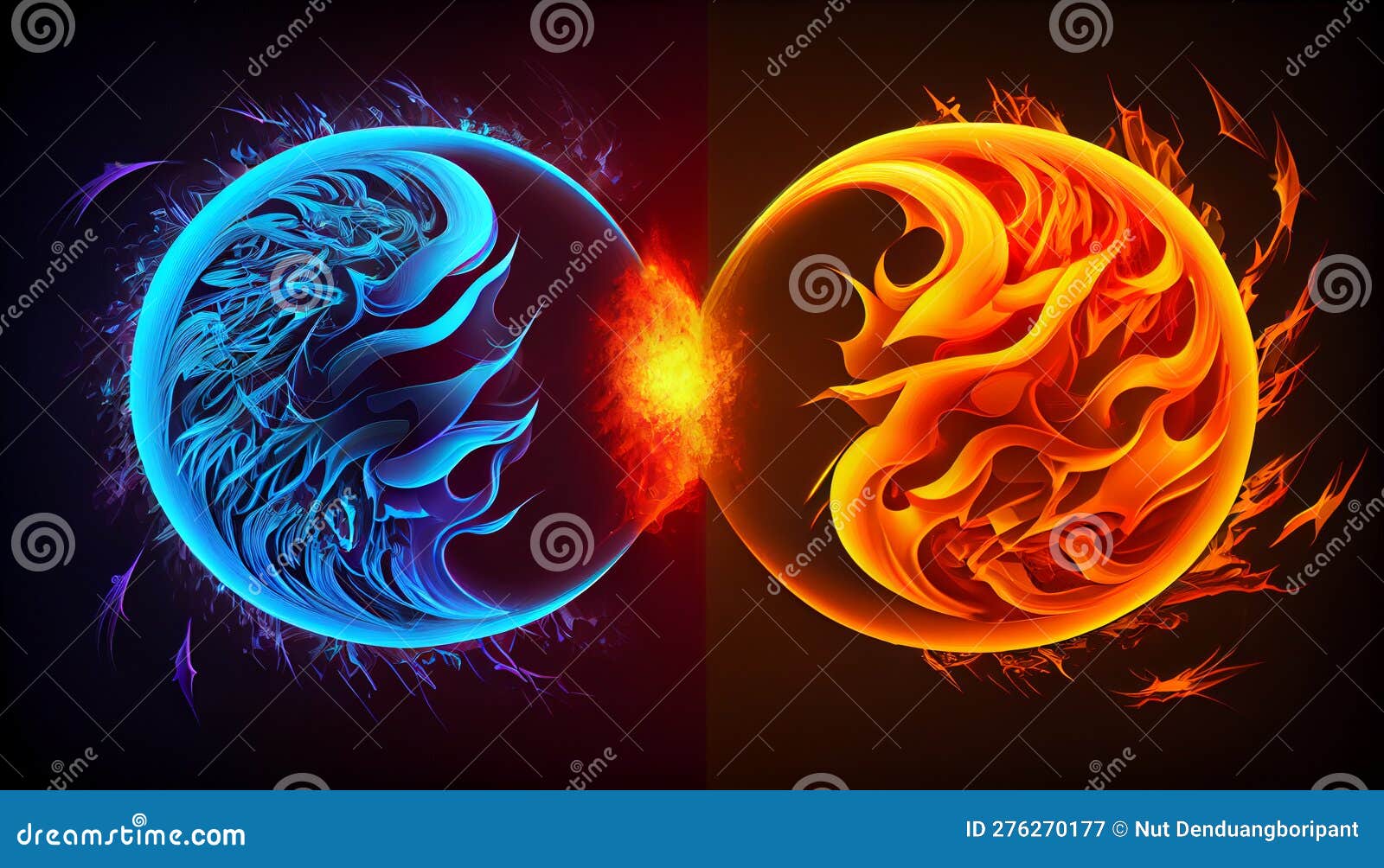 Generative AI, Chromatic Fusion: Abstract Background with Two Lively ...