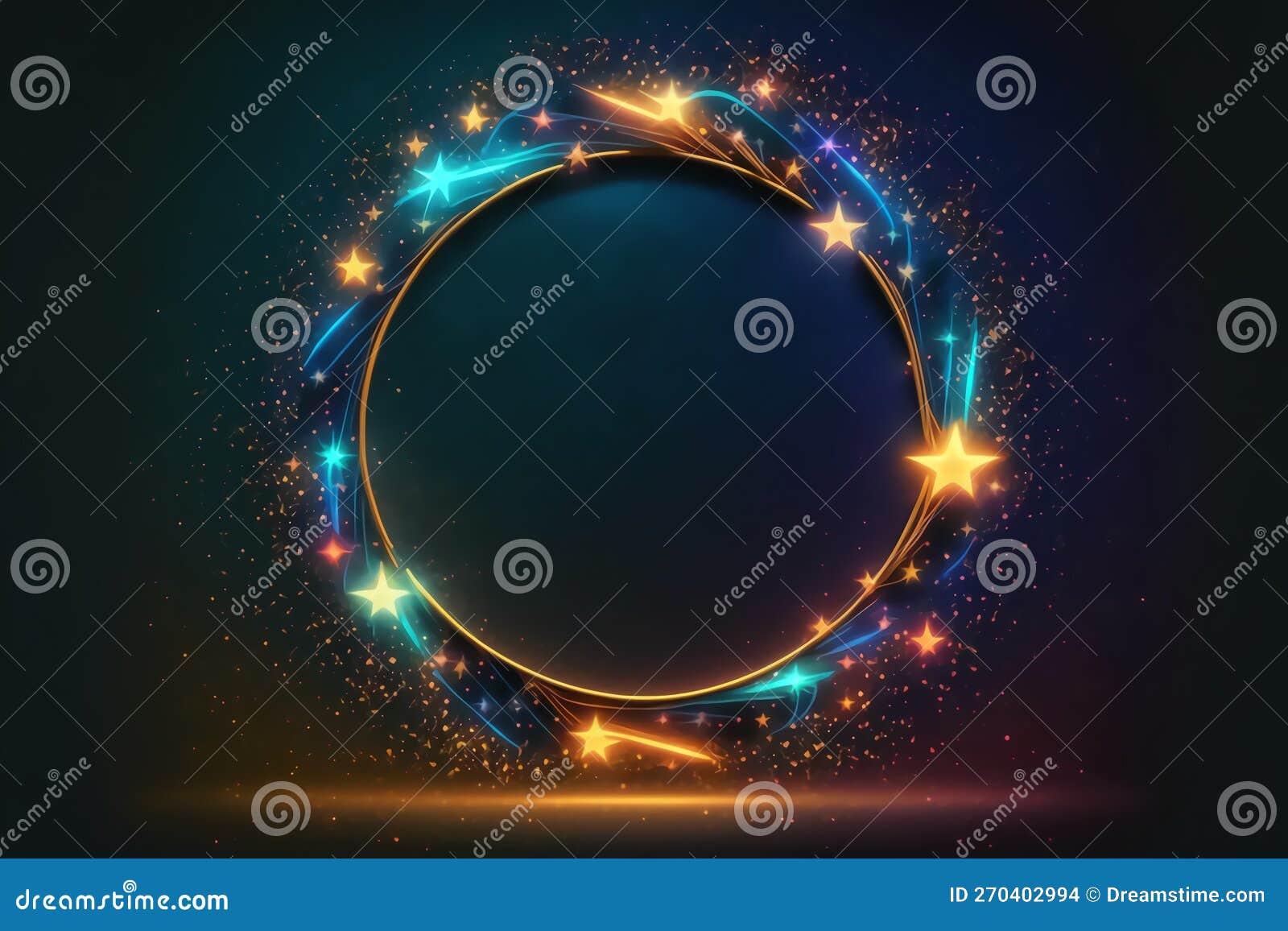 Generative AI Circle Of Light With Black Background Royalty-Free Stock ...