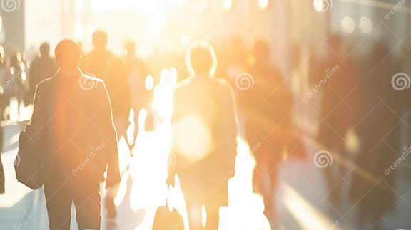Generative AI City Commuters High Key Blurred Image of Workers Going ...