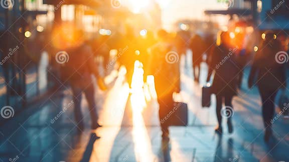Generative AI City Commuters High Key Blurred Image of Workers Going ...