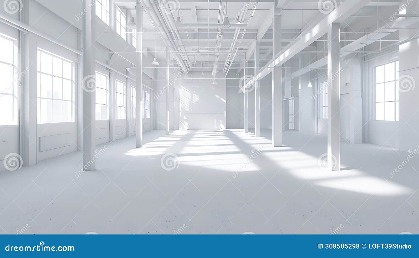 Generative AI Clean White Empty Warehouse 3D Rendering Business Concept ...
