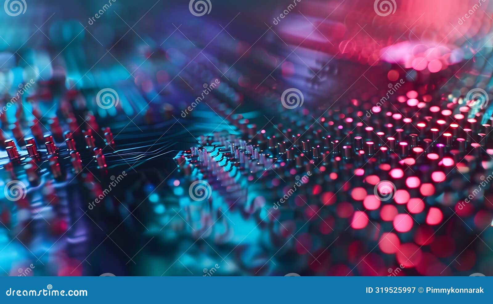 Generative AI Close Up of BGA Ball Grid Array Technology Footprint on ...