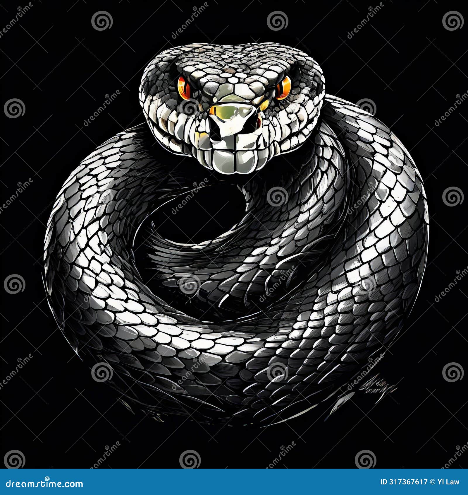Generative Ai Close Up of a Black Snake Editorial Photography - Image ...