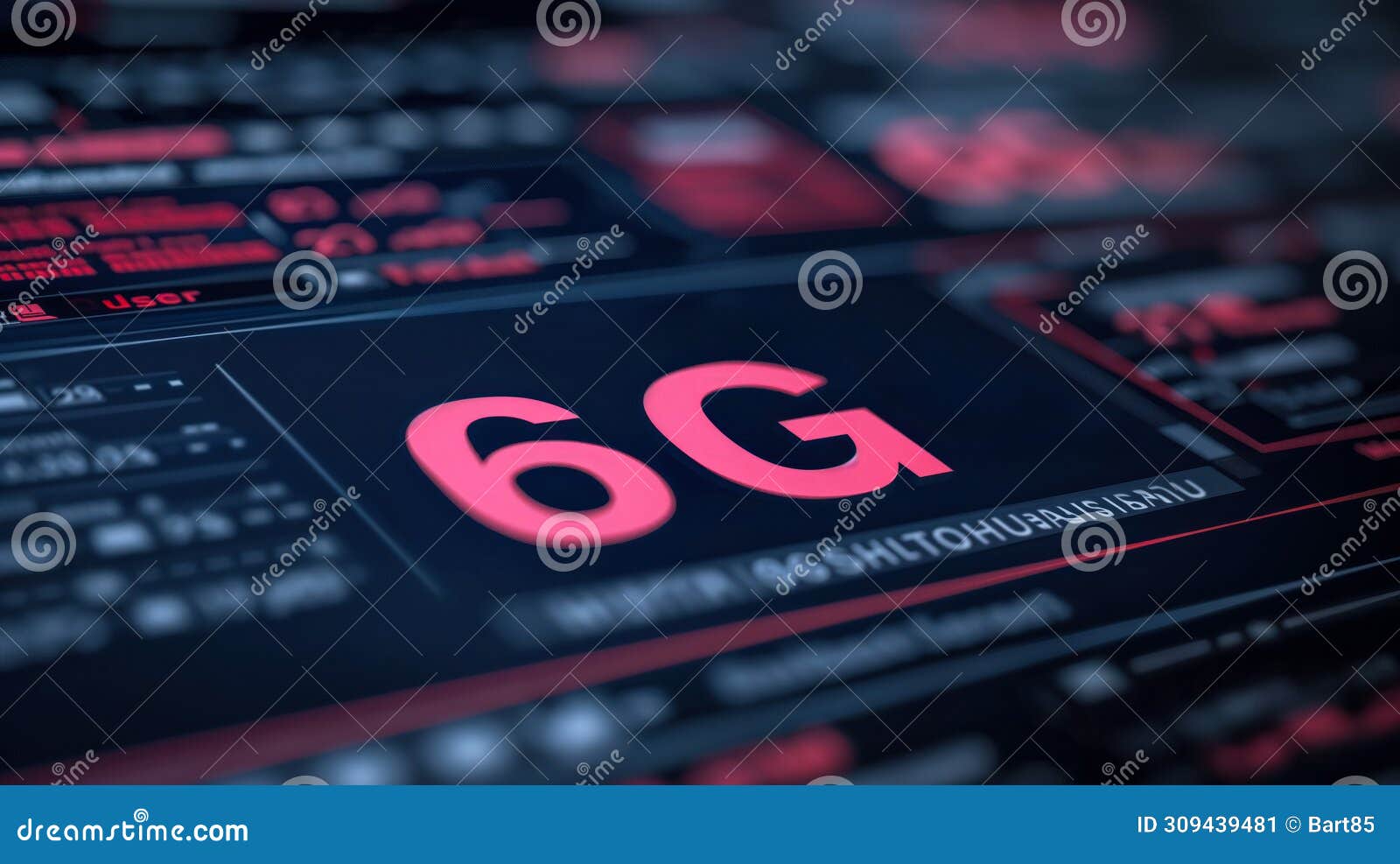 Close-up of 6G Text Illuminated on Electronic Circuit Board Signifying ...